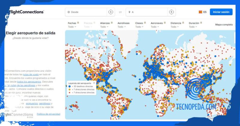 mapa de rutas aéreas: Consultar Vuelos en Tiempo Real